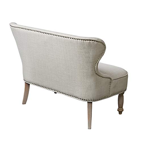 Madison Park Stanford Accent Loveseat - Solid Wood, All Foam Two Seat Settee - Tan Mid-Century Style Two Seat Sofa - 1 Piece Retro Accent Love Seat for Living Room, See Below