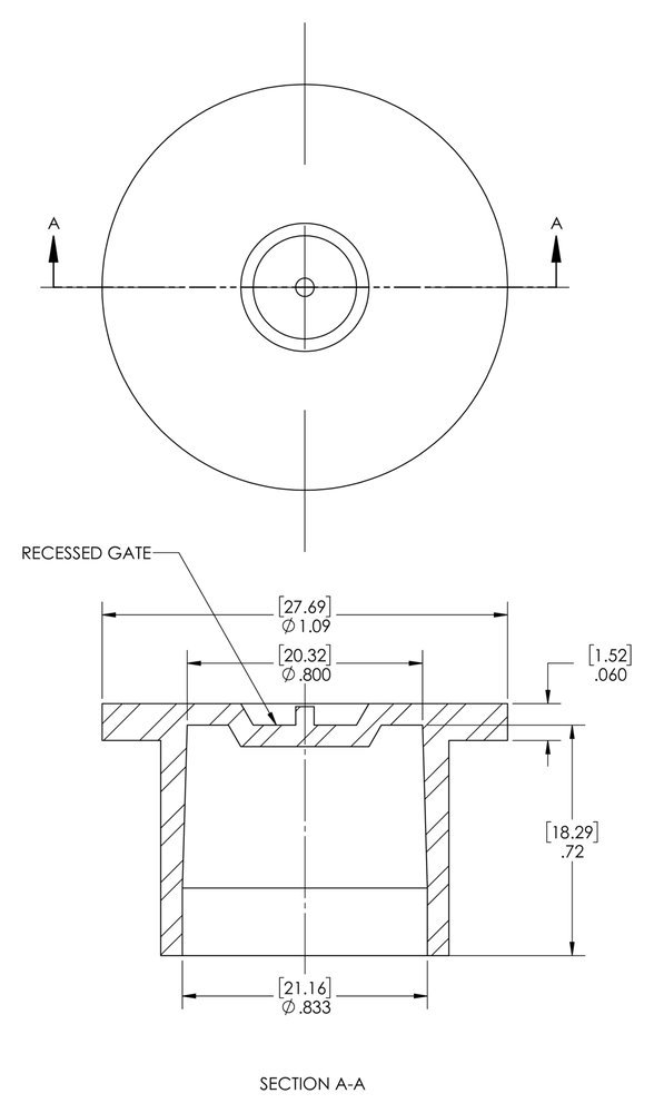 Caplugs ZPN8Q1 Plastic Push-On NPT Cap to Cap Thread Size 1/2" PN-8, PE-LD, to Cap Thread Size 1/2", Red (Pack of 50)