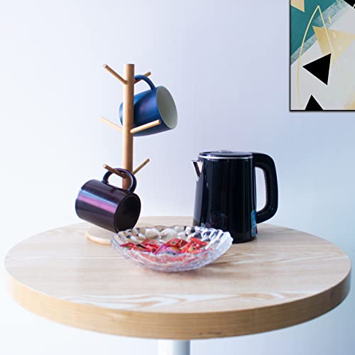 Bamboo Mug Holder Tree,Coffee Cup Holder,Countertop Mug Tree with 6 Hooks,Mug Rack for Counter Stand Coffee Counter Bar Accessory