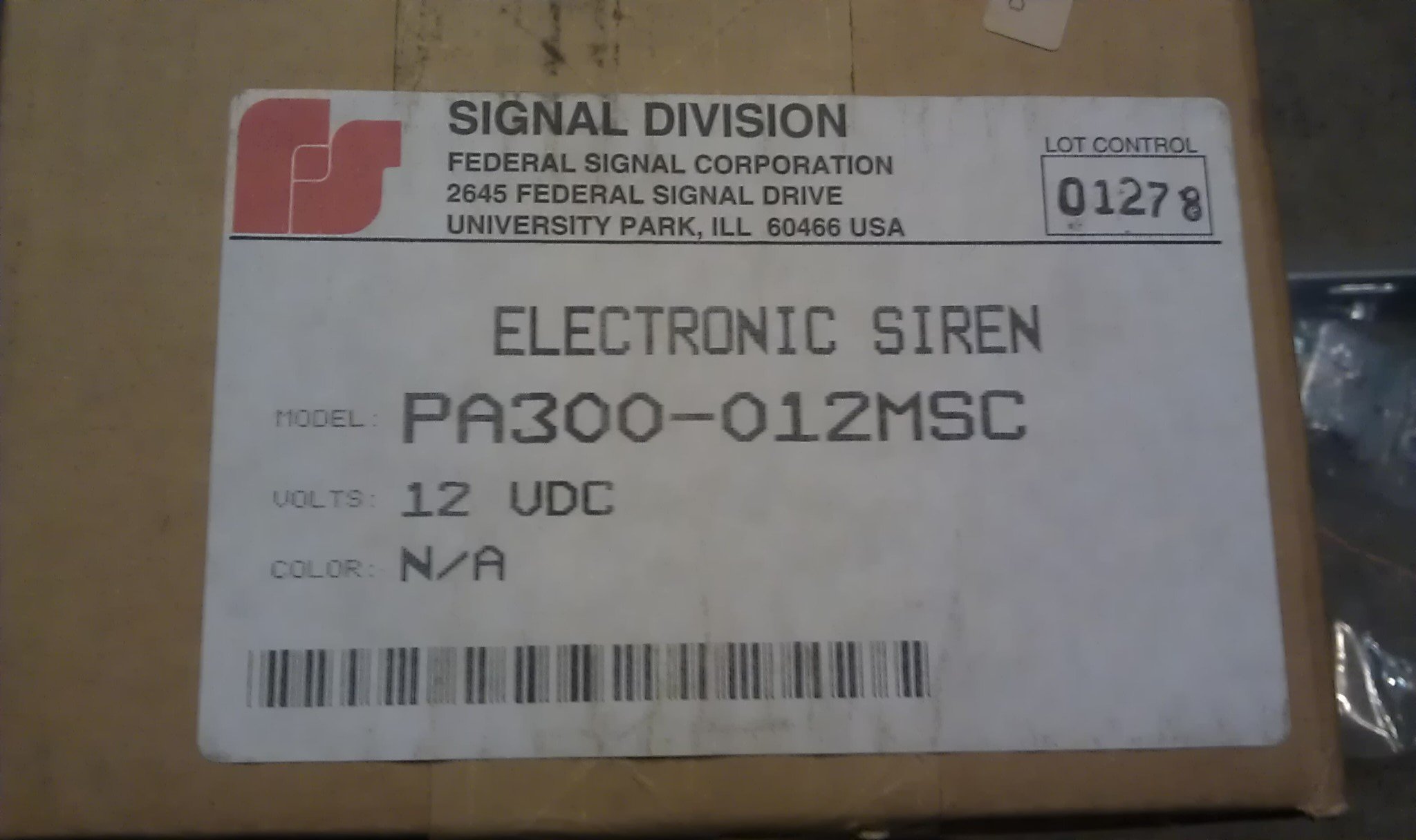 Federal Signal Electronic Siren, 11 to 15 VDC