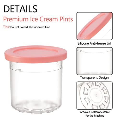 CINPIUK Ice Cream Pints, 4 Pack Containers with Lids Replacements for Ninja Creami Pints, Compatible with NC301 NC300 NC299AMZ Series Ice Cream Maker, Dishwasher Safe & Leak Proof Creami Containers