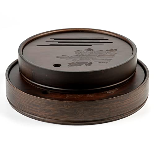 Bamboo Peony Tea Tray, Chinese Gonfu Tea Serving Tray (Big)
