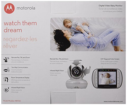 Motorola MBP36S Remote Wireless Video Baby Monitor with 3.5-Inch Color LCD Screen, Remote Camera Pan, Tilt, and Zoom