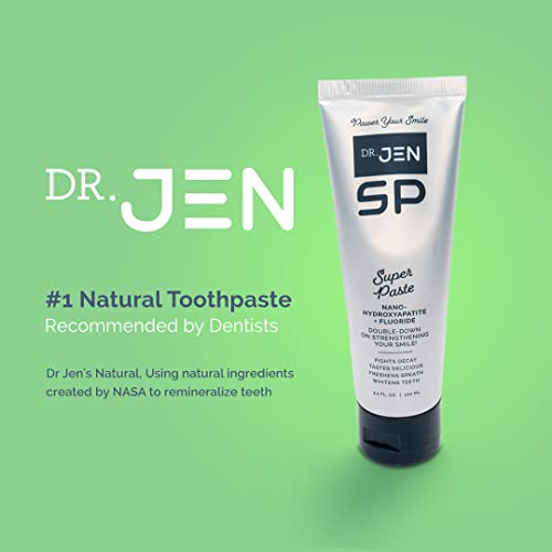 Dr Jen Super Paste Natural Remineralizing Toothpaste with 10% Nano Hydroxyapatite + Fluoride, Dentist Recommended, for Sensitive Teeth, Freshens Breath, Strengthen Enamel (3.4 oz)