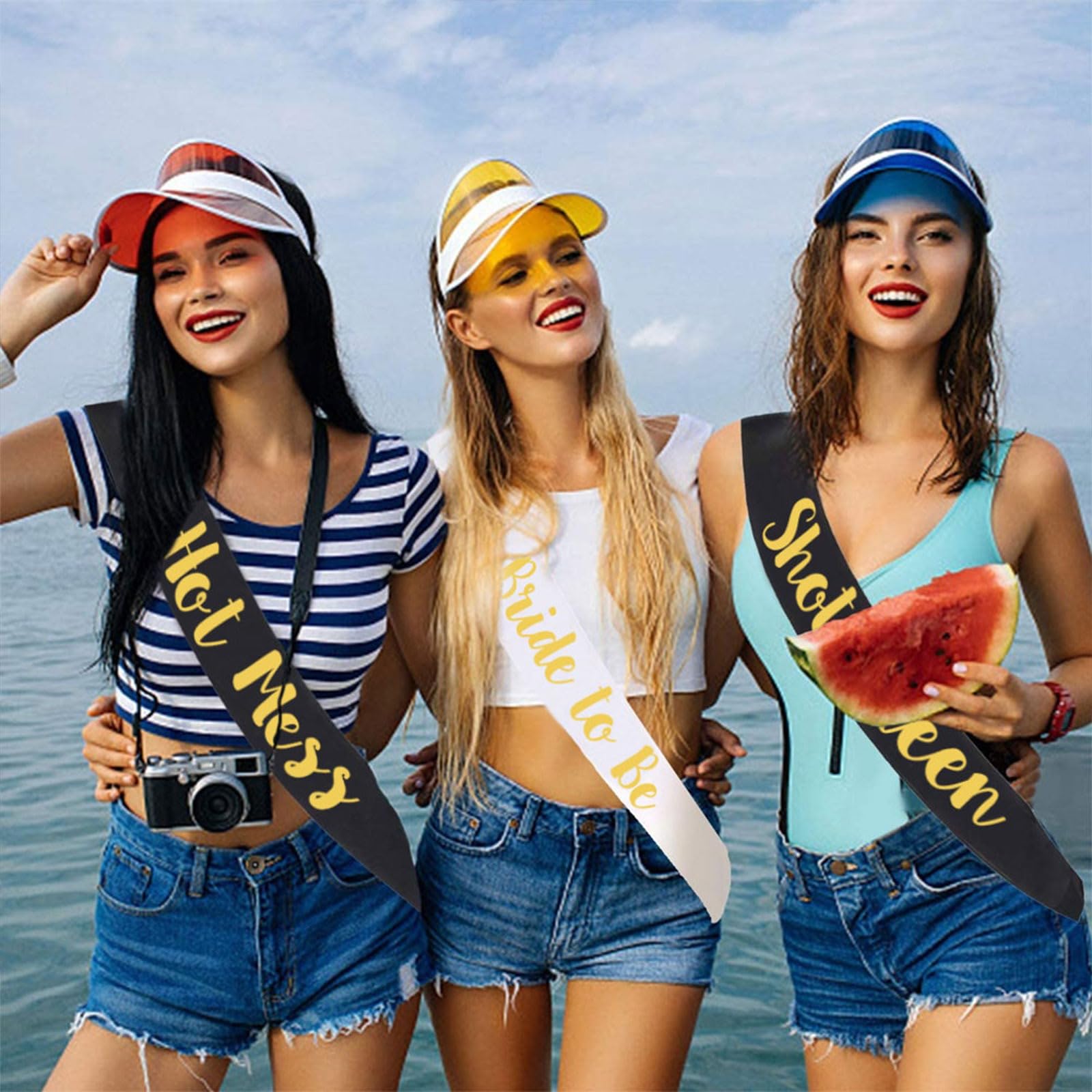 Bachelorette Sash Set (12 pcs) - Bride to Be Sash Bachelorette Party Decorations - Unique Bride and Bridesmaid Sashes for Bachelorette party (Black, Gold letters). Ideal Bridal Shower Supplies
