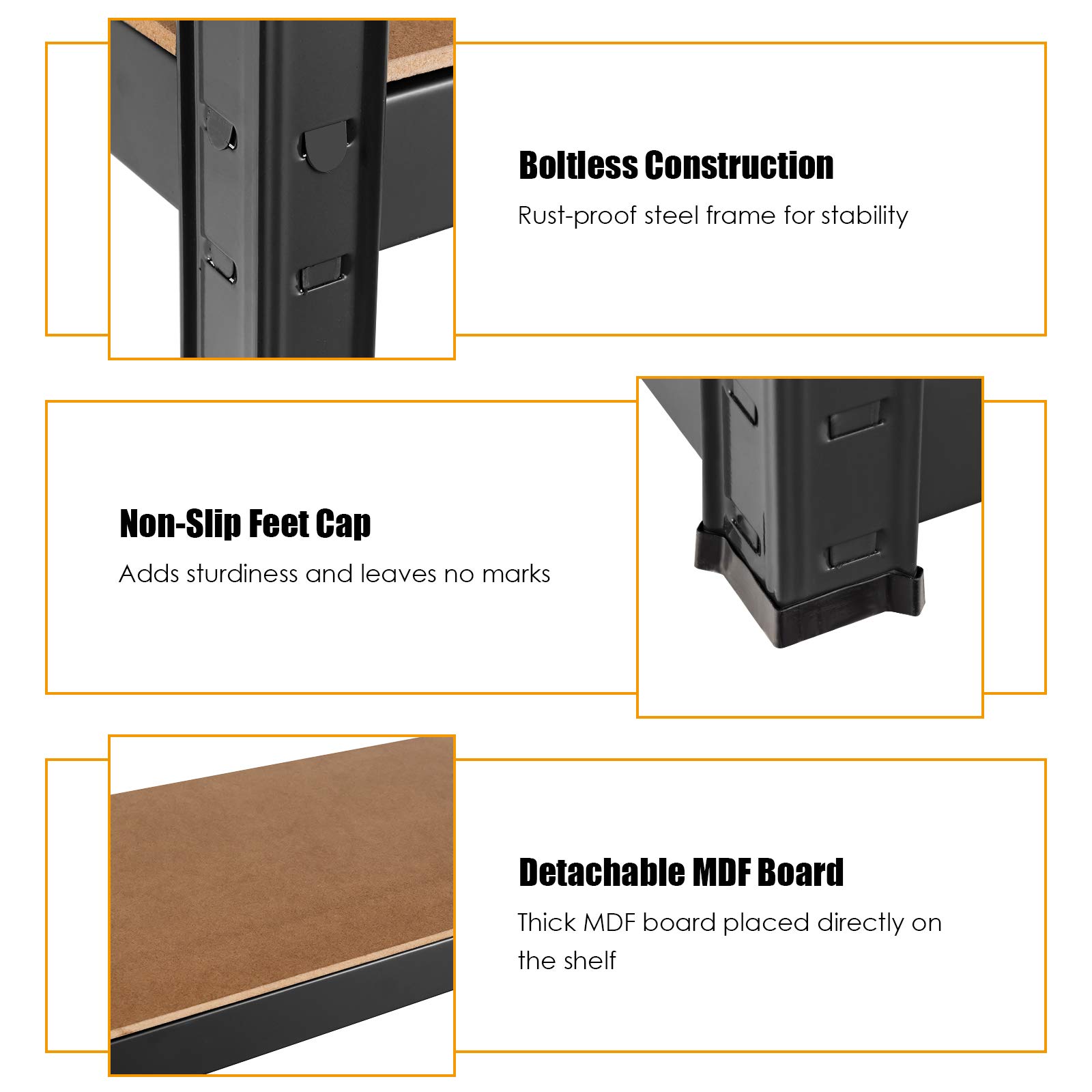 Tangkula Metal Storage Shelves, 63 inches Heavy Duty Steel Frame, Home Garage Multi-Use Storage Rack with Adjustable Shelves, 4-Tier Garage Shelf (32" L×16" W ×63" H) (1, Black)