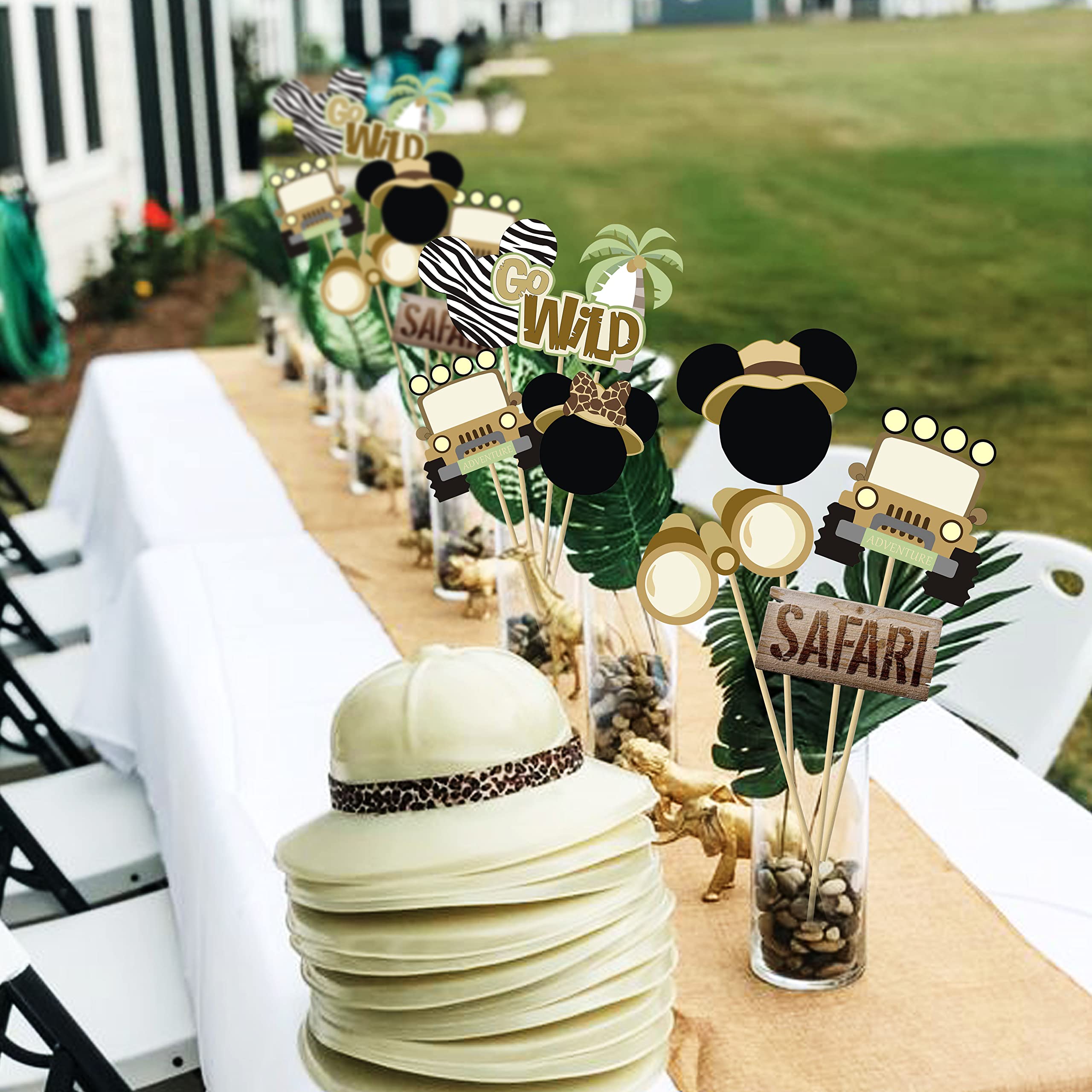 Mickey-Safari Centerpiece Sticks- Let's Go Wild Jungle Animal Birthday Party Baby Shower Table Toppers for Kids(28PCS)