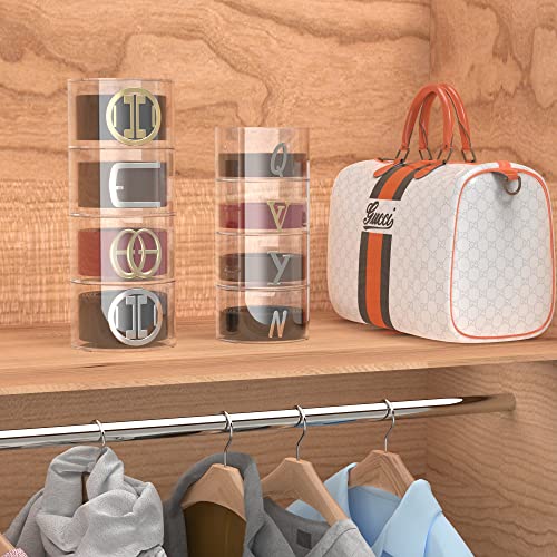 Belt Organizer Masqudo Acrylic 8 Pack Belt Holder Dispaly Case Storage Holder for Watches, Jewelry, Makeup, Bracelets, Rings