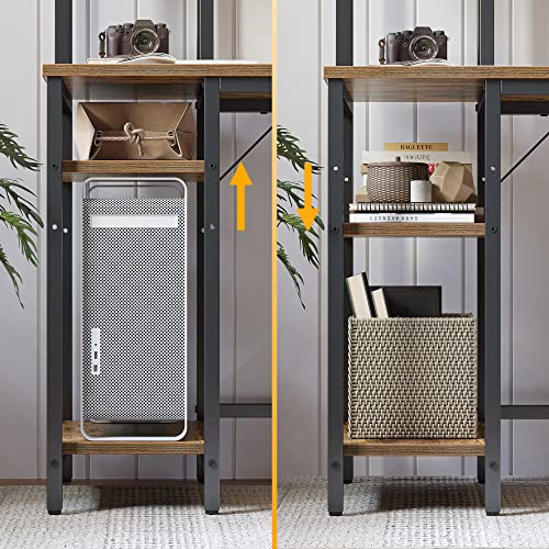 CubiCubi L-Shaped Desk with Hutch, 60" Corner Computer Desk, Large Home Office Desk with Bookshelf and Storage Shelves, Space-Saving, Rustic Brown