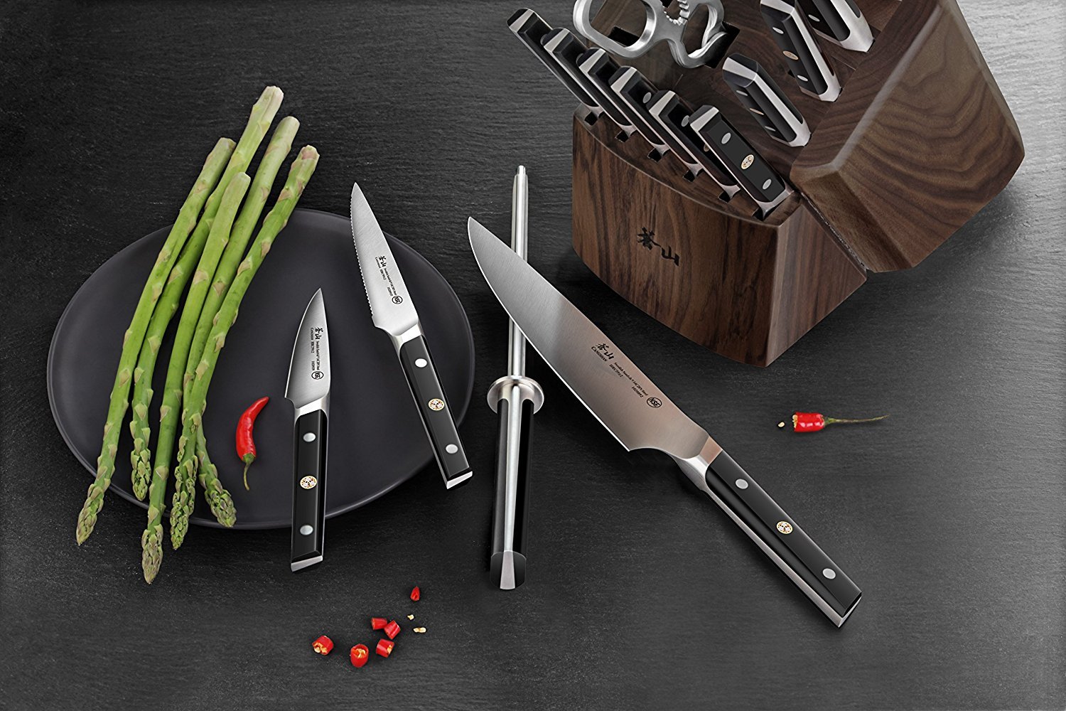 Cangshan TC Series 1021042 Swedish 14C28N Steel Forged 5-Inch Utility Knife and Wood Sheath Set