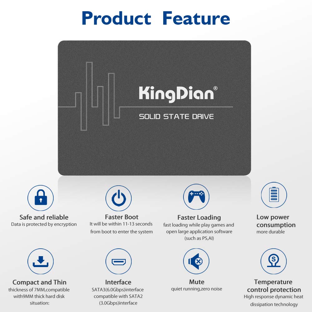 KingDian 120GB SSD 3D NAND SATA III 2.5" 7mm (0.28") Internal Solid State Drive