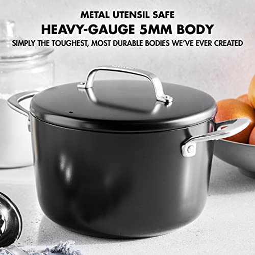 GreenPan GP5 Hard Anodized Advanced Healthy Ceramic Nonstick, 8QT Stock Pot with Insulated Lid, PFAS-Free, Induction, Dishwasher Safe, Oven & Broiler Safe, Black