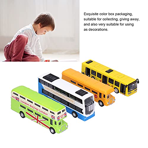 AOZU Kids Bus Model, Safe Materials Cartoon Graffiti Spray Paint Bus Toy Set for Kids((Group D, 4-Piece Set of Bus Sets))