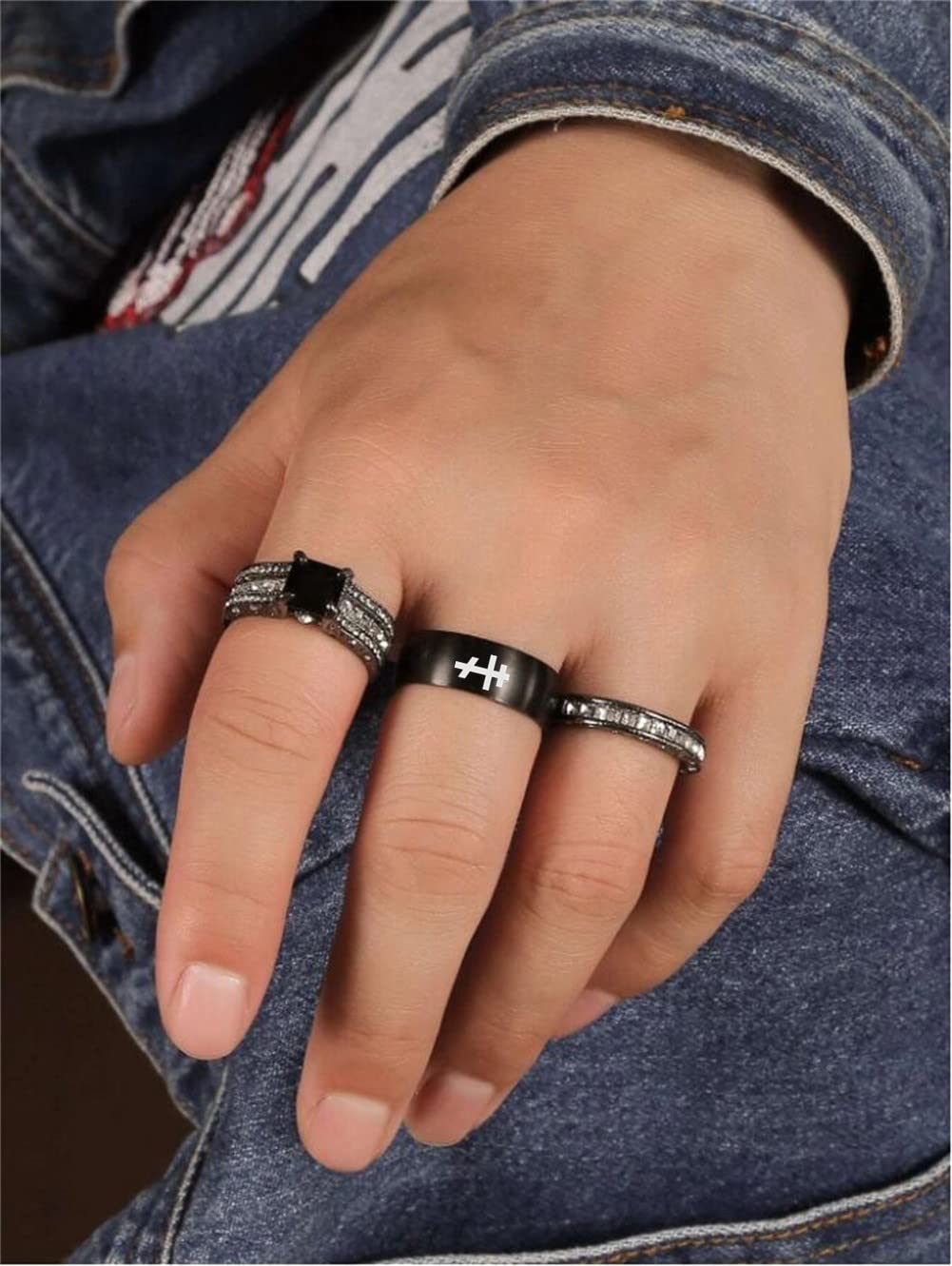 8mm Black Polished Orthodox Cross Ring Stainless Steel Russian Crosses Symbol Plain Band Christian Faith Finger Ring for Reminder, Size 12