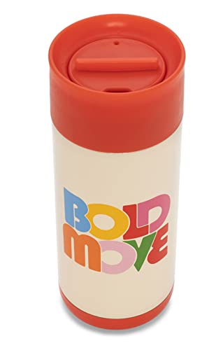 ban.do Hot Stuff Insulated Stainless Steel Thermal Mug, 16 Oz Travel Cup with Lid, Double Wall Tumbler, Bold Move