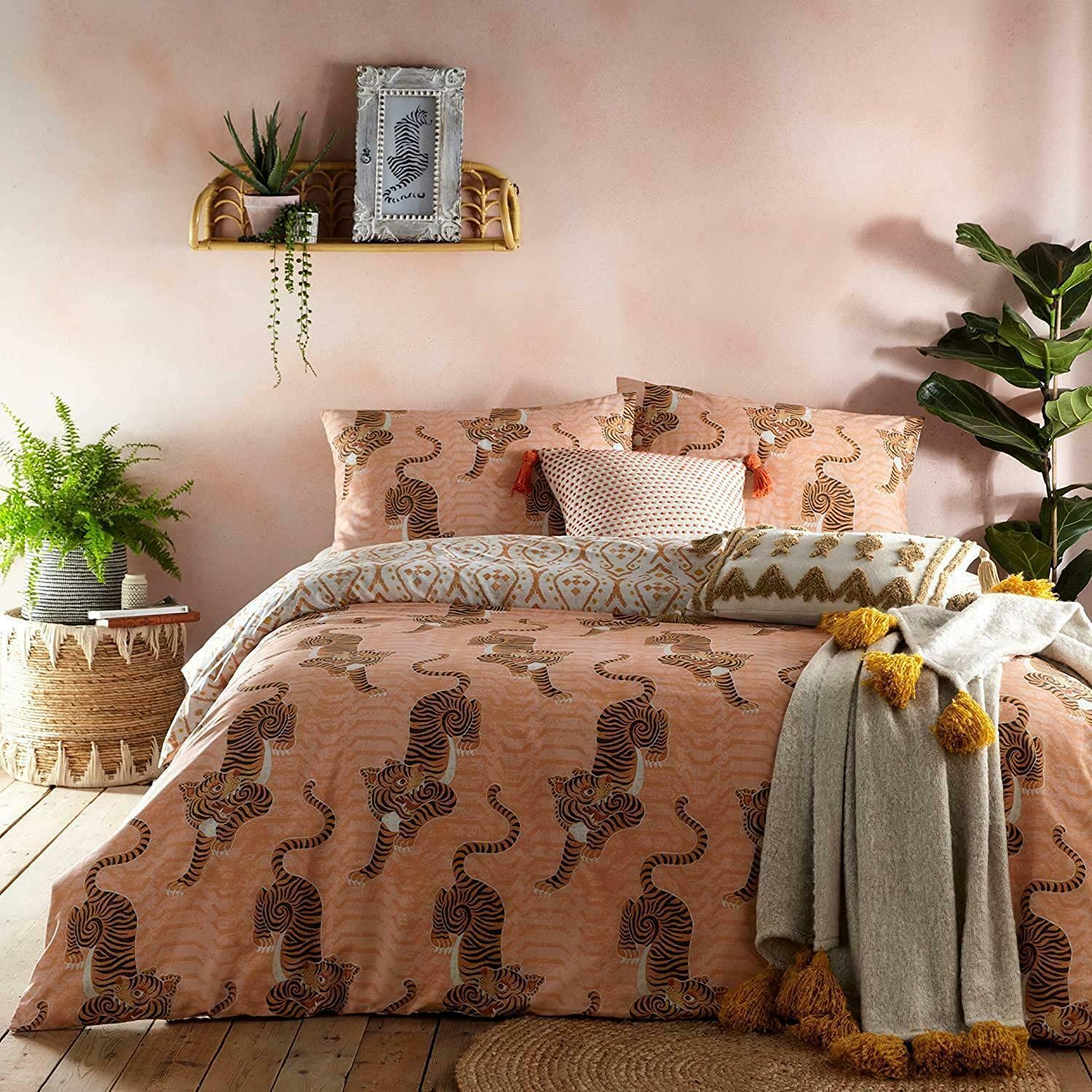 Furn Tibetan Tiger Duvet Set (Queen) (Blue)