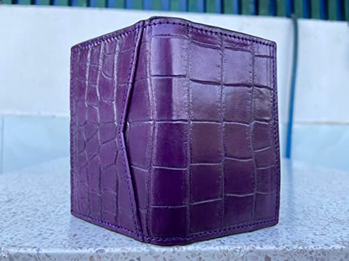 Double side Purple Crocodile Alligator leather skin Credit Cardholder, leather credit cardcase, leather creditcard cover
