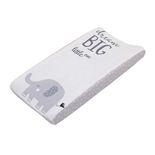 Little Love by NoJo"Dream Big Little One" Grey and White Elephants 2 Piece Super Soft Changing Pad Covers, 16x32x6 Inch (2 Count)