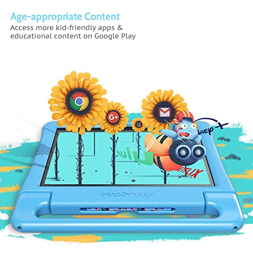 Dragon Touch KidzPad Y88X 10 Kids Tablets, 32GB, 10 inch Android Tablet, Tablet for Children, Parent Control, Preinstalled Kidoz with Shockproof Case, Straps and Stylus, 5G WiFi