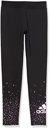 adidas Girls' Toddler AEROREADY Performance Long Tights, Black with Purple, 3T