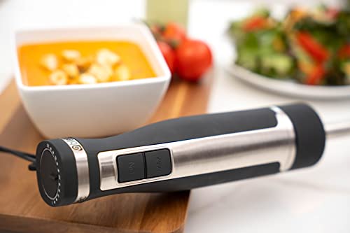 Blendtec Immersion Blender - Handheld Stick Blender, Whisk, and Food Processor and Twister Jar - Includes 3 Attachments, 20 oz BPA-Free Jar, and Storage Tray - Stainless Steel