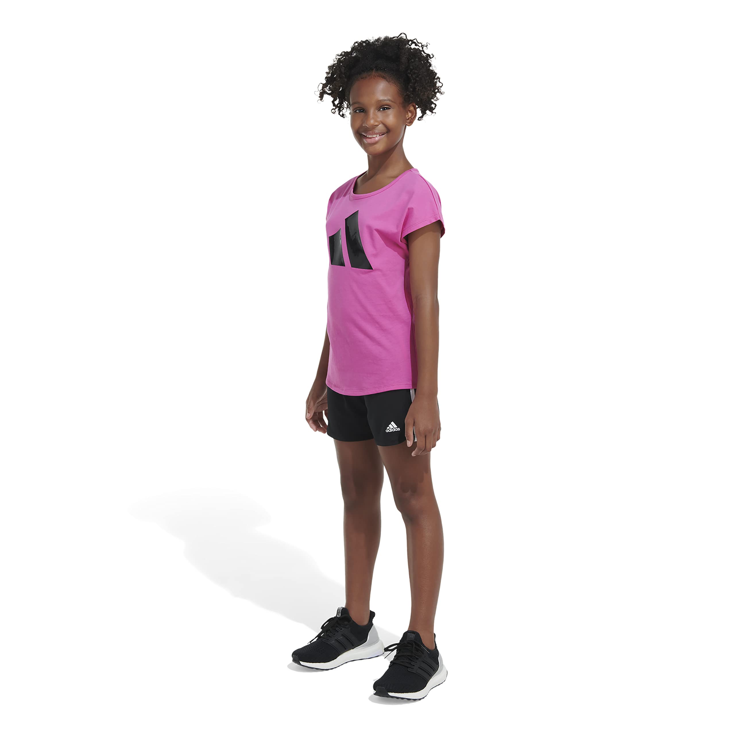 adidas Girls' Toddler Short Sleeve Cotton BoS Essential Tee, Semi Lucid Fuchsia, 4T