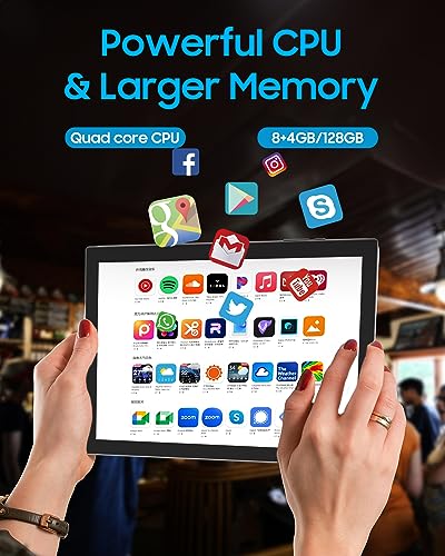 BYANDBY Android 13 Tablet 10 Inch,2 in 1 Tablet with Keyboard 12GB+128GB+512GB Expandable 5G WiFi 6,IPS Touch, Dual Camera Computer Tablets with Case (Black)