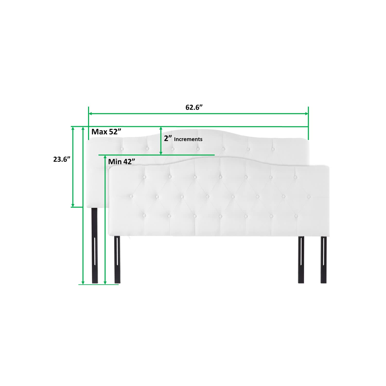 Cassandra Headboards for Queen Size Bed, Upholstered Button Tufted Bed Headboard, 12 Adjustable Positions Queen Headboard Only, Wall Mounted Headboard, Bed Backboard Linen Fabric Head Board, White