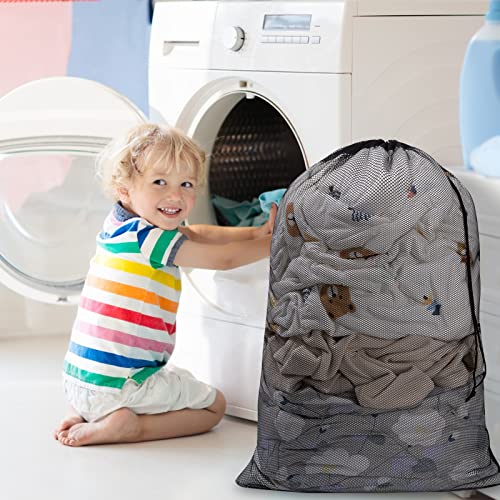 Meowoo Mesh Laundry Bag, 27×36inch Heavy Duty Extra Large Mesh Laundry Bags Drawstring Lockable, Laundry Hamper Liner, Machine Washable, for Travel, Storage, Sports, Factories, Dorms, Hamper Liner(black,2Pcs)