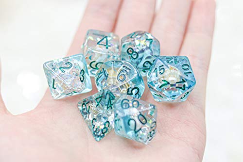 Blue Ocean of Seashell DND Dice Set for Dungeons and Dragons Gifts, D&D, D and D, Pathfinder, Accessories, D20, Polyhedral, Resin Dice, Metal, Dice Tray, Tower, Bag, Box