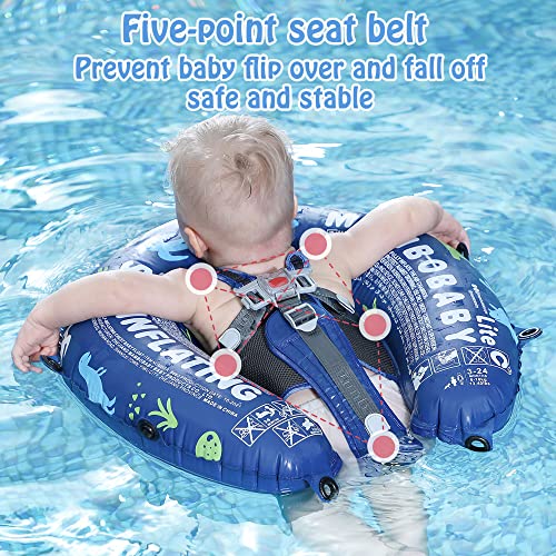 Mambobaby Newest Compressible Folding Baby Self-Inflating Float with Sun Canopy – Blue