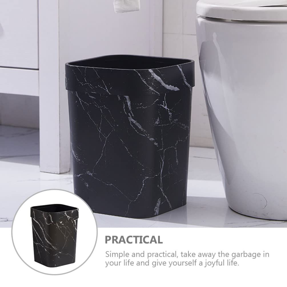Zerodeko Waste Basket Square Small Trash Can Plastic Small Wastebasket Black Garbage Container Bin Garbage Can for Home, Kitchen, Bathroom, Office (14 L) Black Bathroom Decor
