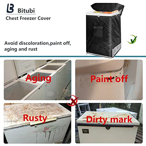 Bitubi Chest Freezer Cover– Waterproof, Dustproof, Sun-Proof, L28”W23”H34” Suitable for most 5.0 Cubic Compact Deep Freezer on market (Black)