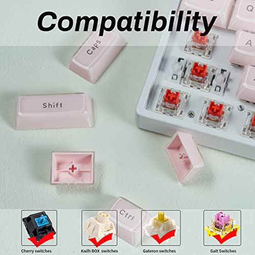 COTAIWA Crystal Keycaps,Ice Crystal Keycap,ABS Jelly Key caps Set for 61 68 104 Mechanical Gaming Keyboard OEM Profile English Layout(Pink)