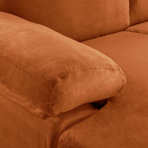 Casa Andrea Milano llc Modern Large Velvet Fabric Sectional Sofa L Shape Couch with Extra Wide Chaise Lounge, Orange