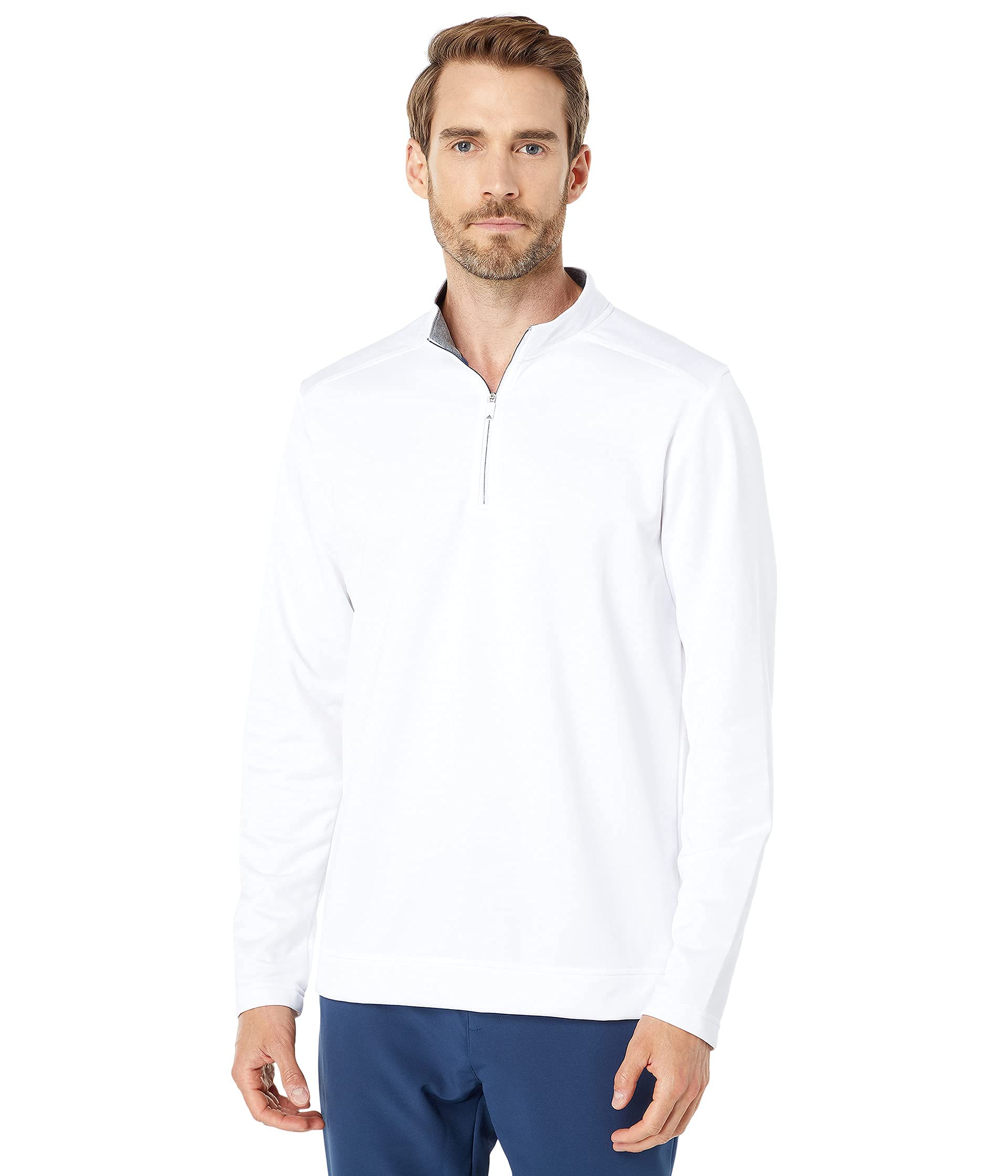 adidas Golf Men's Club Recycled Polyester Quarter Zip Pullover, White, Extra Large