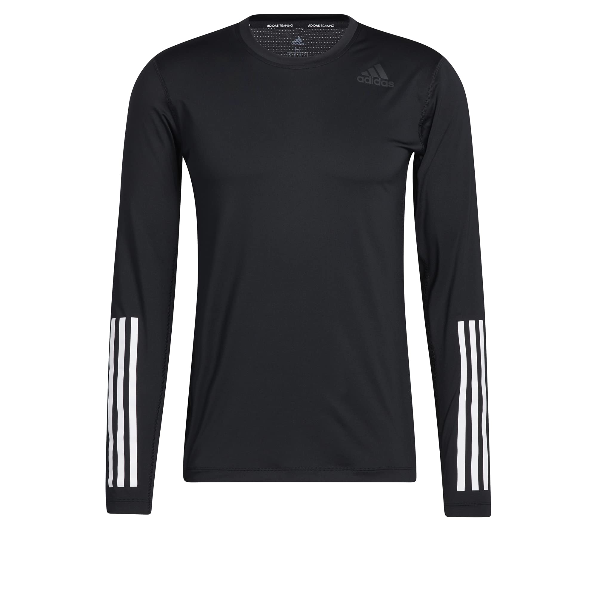 adidas mens TechFit 3-Stripes Long Sleeve French Terry Black Large