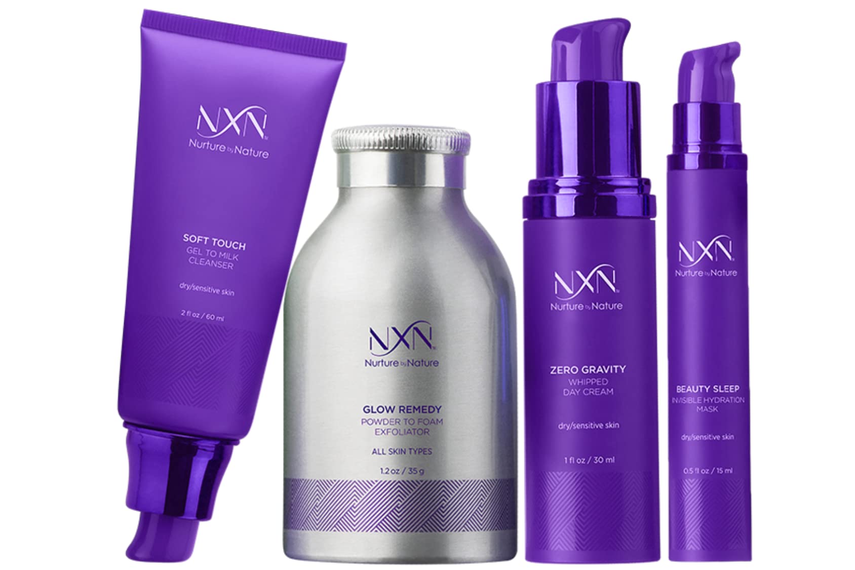NxN 4-Step Skin Care Total Moisture System - Moisturizer, Cleanser, Exfoliator, Evening Mask - Hydrates Skin, Reduces Wrinkles