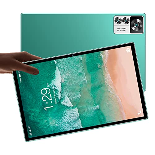 AMONIDA HD Tablet, Green Dual Camera Gaming Tablet Octa Core CPU 2 Card Slots 10.1 Inch FHD for Business (US Plug)