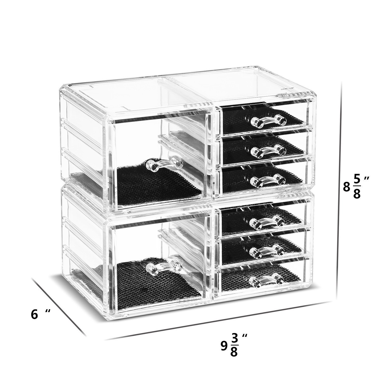 Felicite Home Acrylic Jewelry and Cosmetic Storage Makeup Organizer Set, 5 Piece,Large