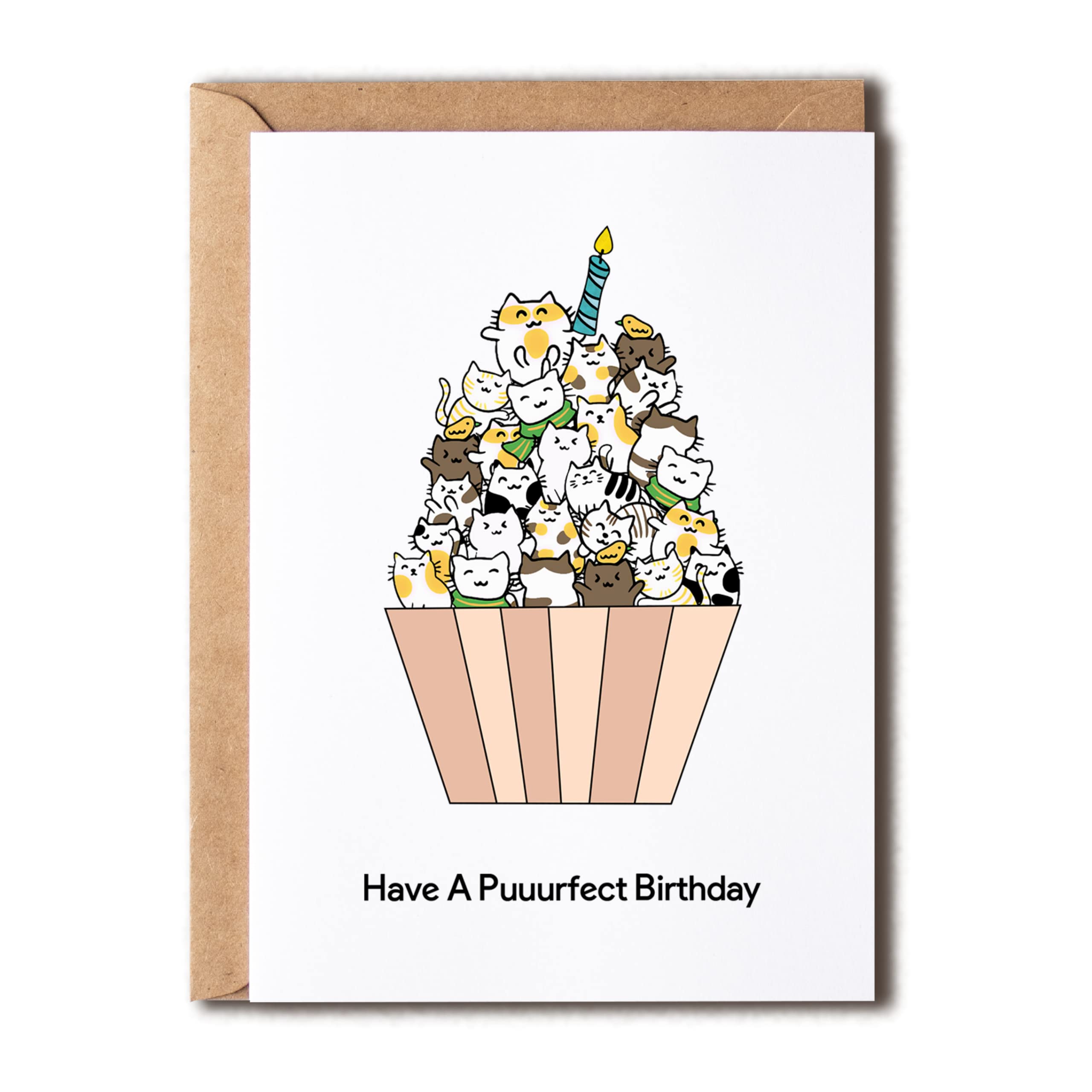 Have A Purrfect Birthday Cat Card - Cute Birthday Card - Birthday Card - Birthday Cake - Birthday Cupcake - Cute Cat Card - Funny Birthday Card
