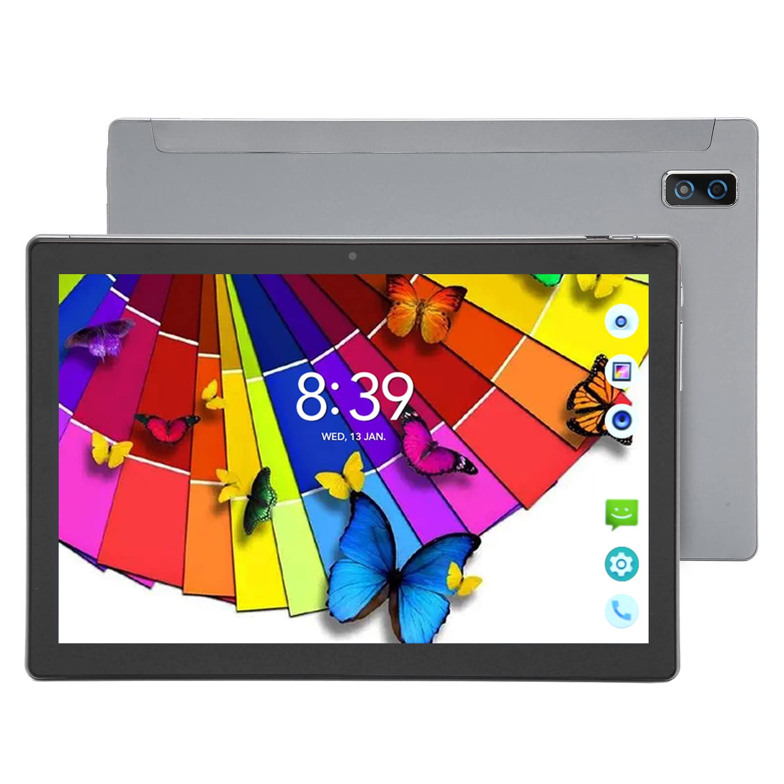 AMONIDA HD Tablet, Office Tablet 8800mAh 8GB RAM 128GB ROM 3 Card Slots 10in FHD IPS Dual Camera with Keyboard Mouse for Travel (Grey)