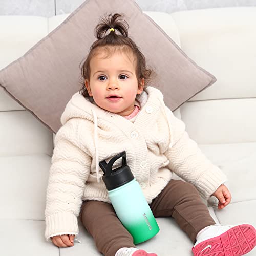BJPKPK Kids Water Bottle with Straw Lid, 15oz Stainless Steel Water Bottles, Insulated Water Bottle for School, Reusable Leak Proof BPA Free Flask, Lavender