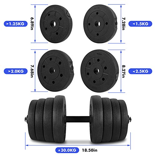Adjustable Dumbbell Barbell Weight Pair 66 LBS Dumbbell Weight Set,Fitness Barbell Lifting with Adjustable Weight Plates and Handle Strength Training Workout Equipment for Office Gym Home