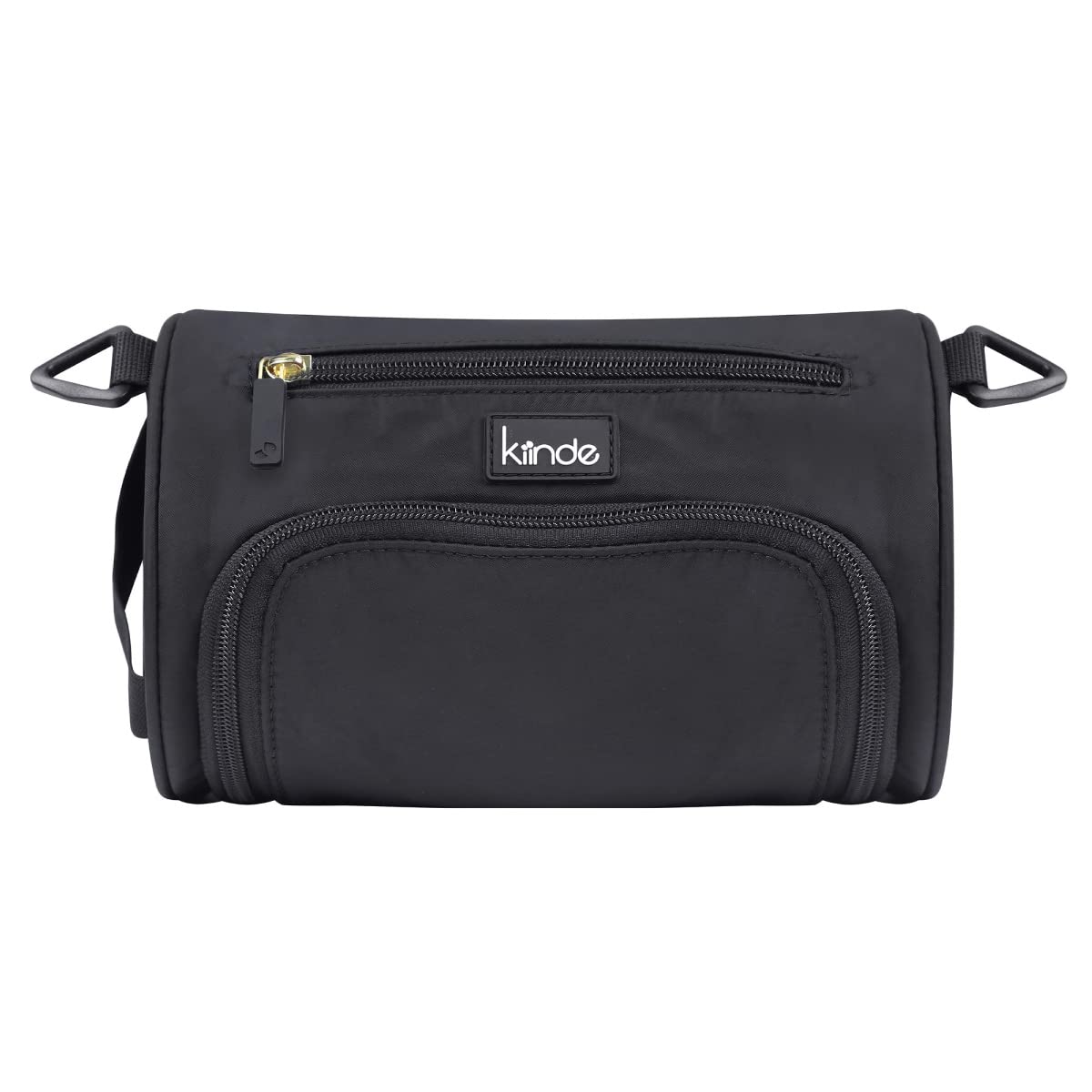 Kiinde Ariya Wet/Dry Bag for Storing Breast Pump Parts with Fold-out Mat, Keeps Pump Parts Clean, Black with Grey Waterproof Interior, Collapses Flat When Empty, Machine Washable