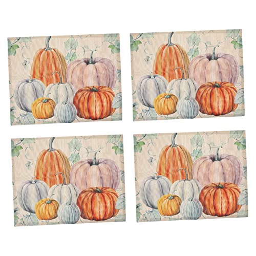 DOITOOL 4pcs Halloween Placemat Table Placemats Jute Placemat Home Decorations Thanksgiving Decorations Halloween Fall Pumpkin Placemats Autumn Table Mat Pumpkin Pattern Mats Kitchen Mats
