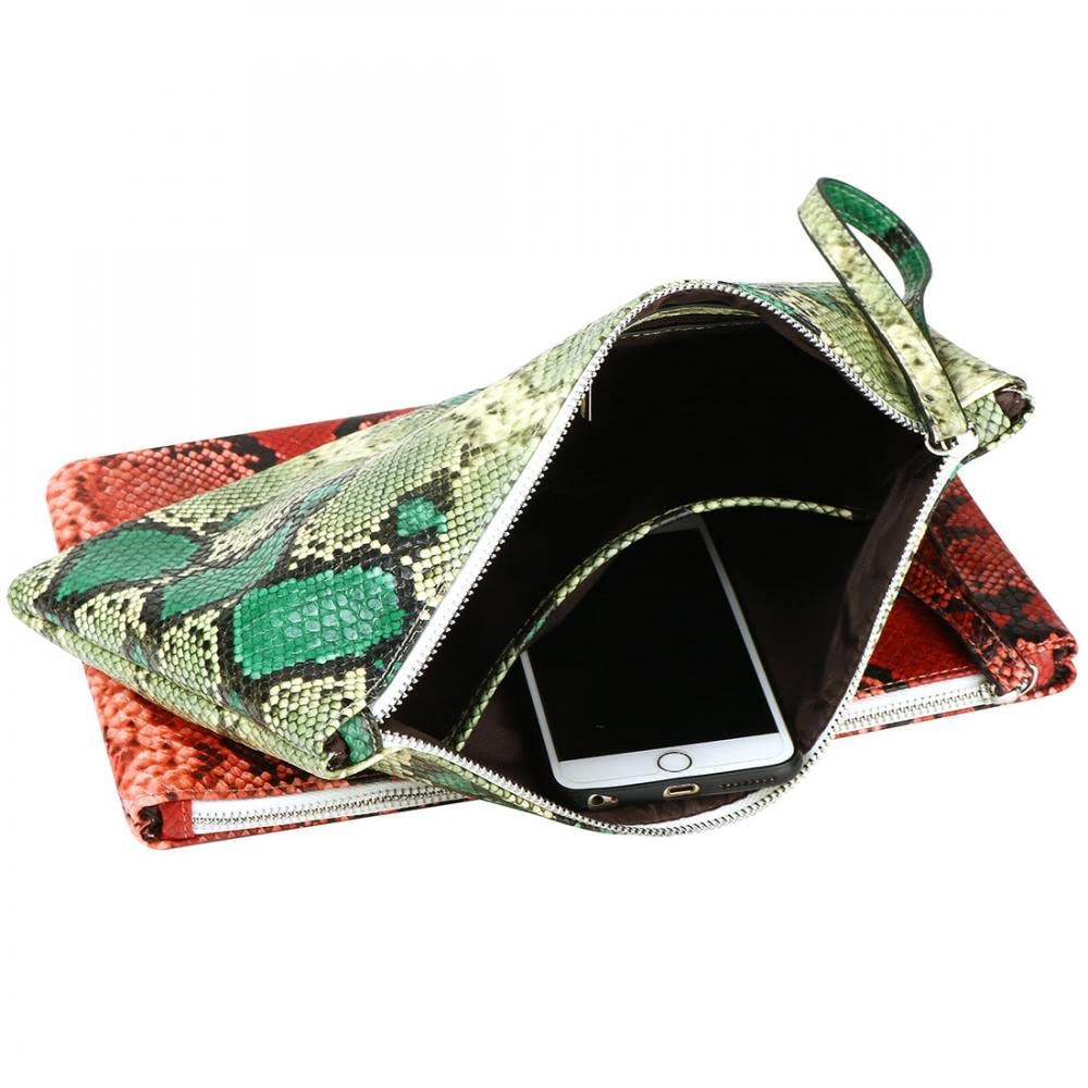 Handbags for Women Snake Printed Clutch Purse Snakeskin Envelope Clutch Bags for Casual Wedding Party (Light grey)