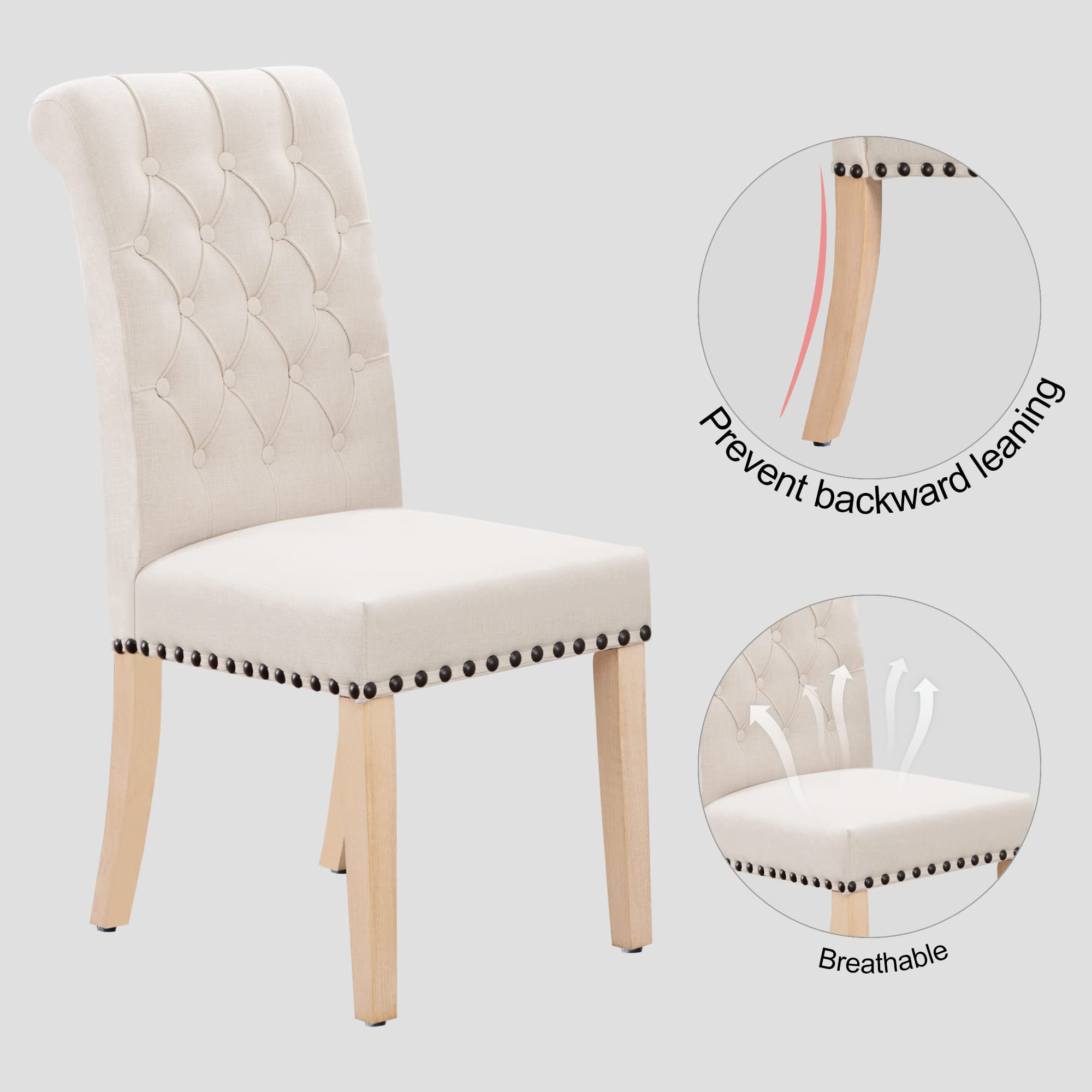 adochr Accent Chairs Set of 2, Upholstered Dining Chair, Parson Chairs Kitchen Room Chairs Fabric Tufted Dining Chairs, Dark Grey