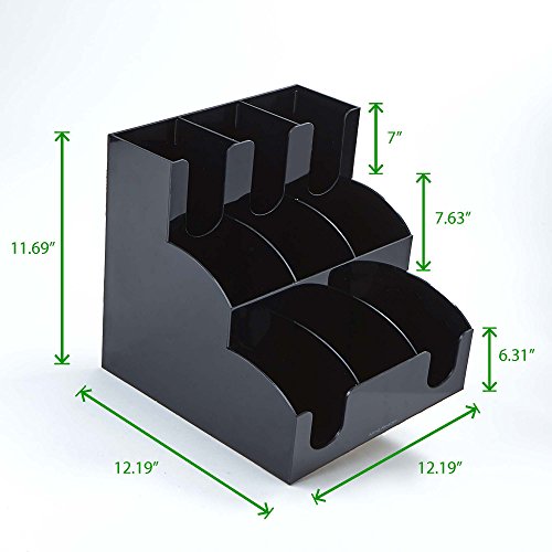 Mind Reader 9 Compartment Coffee Condiment and Accessories Organizer, Black