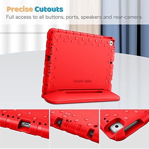 Fintie Kids Case for iPad 9th / 8th / 7th Generation (2021/2020 / 2019) 10.2 Inch - Shockproof Light Weight Handle Stand Case, Also Fit iPad Air 3 10.5" (2019) / Pro 10.5" (2017), Red